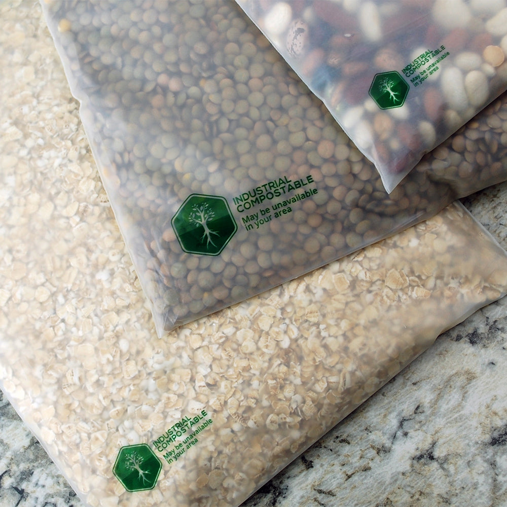 7" x 8" 2 Mil Compostable Zipper Bags - PLA, ASTM D6400, 1000/Case ...