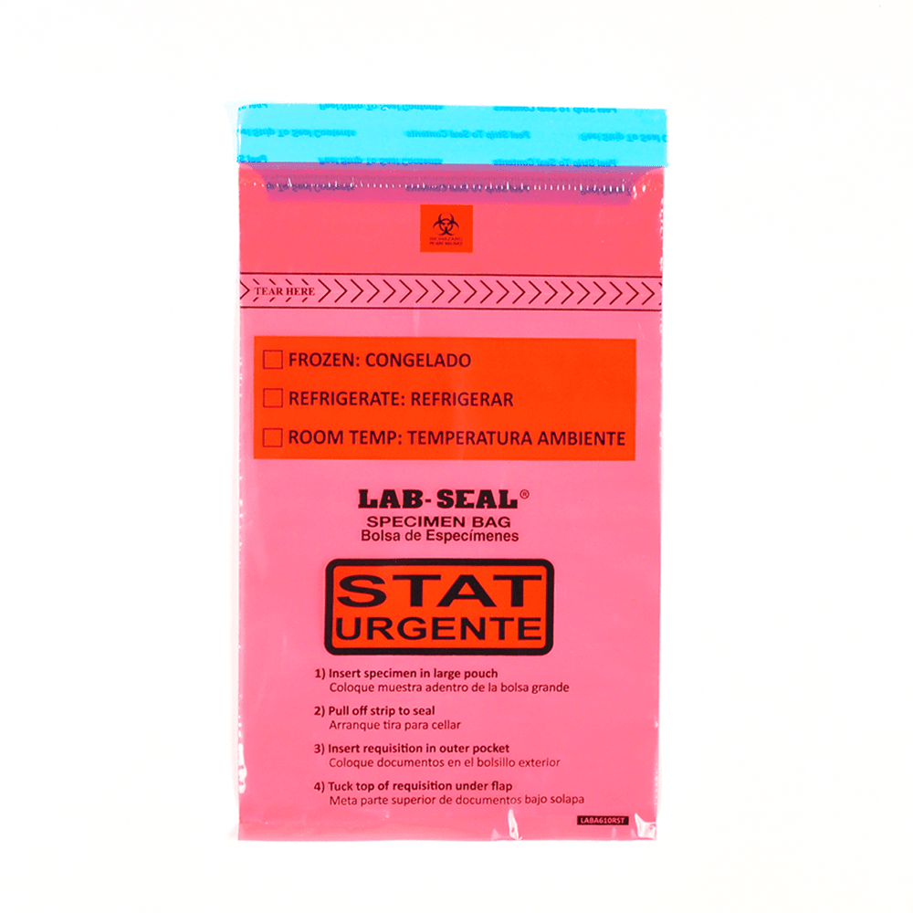 Buy 1.8 Mil 6" X 10" Lab Seal? Red Tint Printed "STAT" Tamper-Evident ...