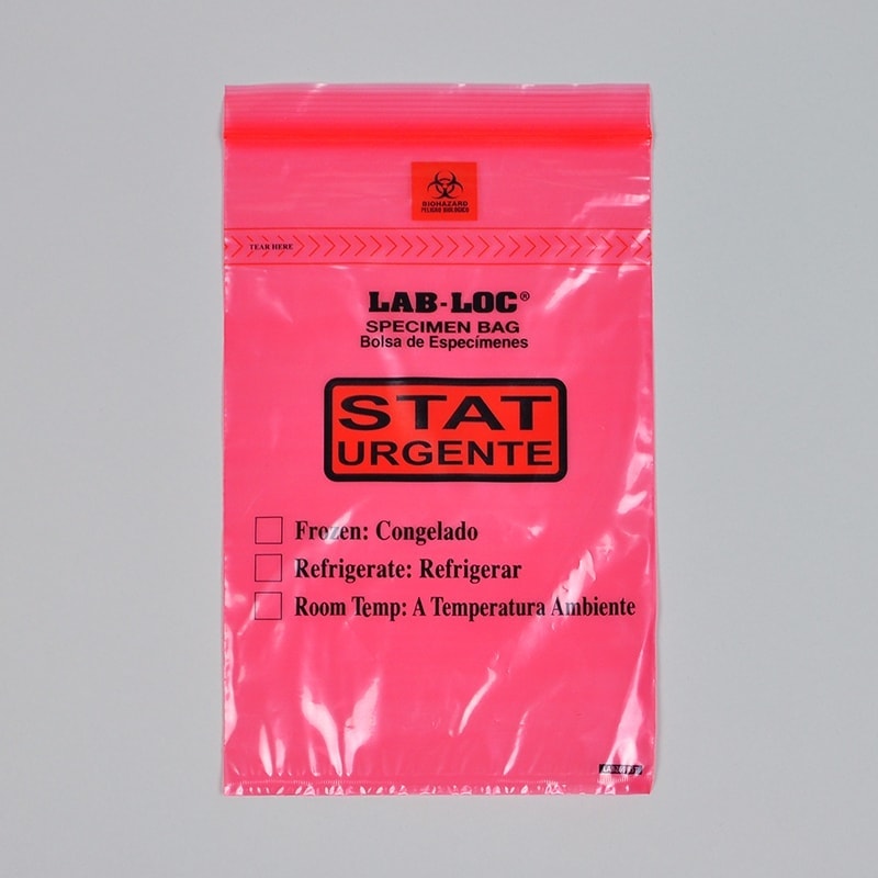 Buy 6" X 9" Lab-Loc? 1.75 Mil Red "STAT" Printed Specimen Bags ...